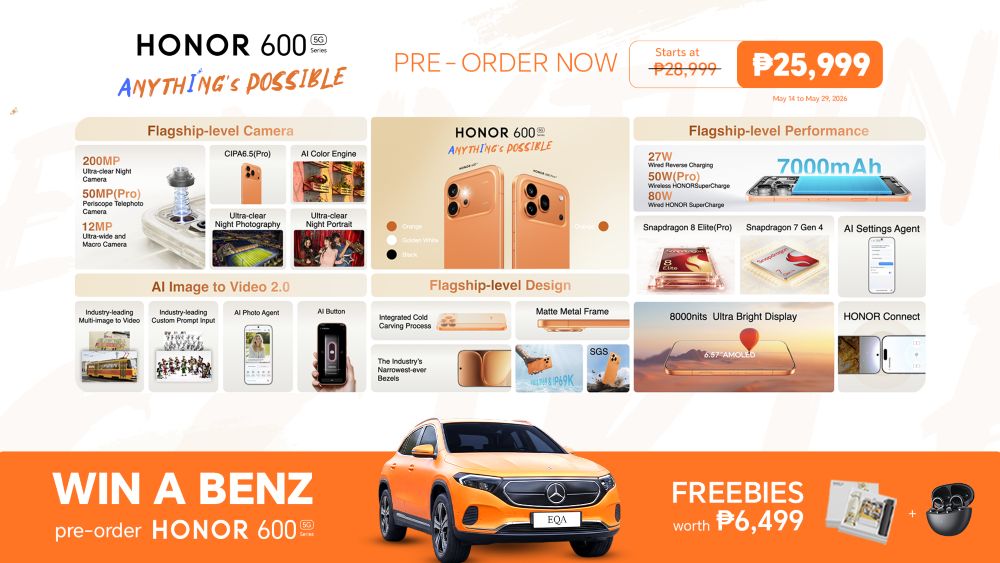 Pre-order HONOR 600 from P25,999 For a Chance to Win a Mercedes-Benz ...